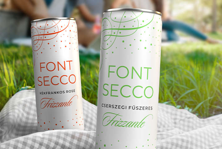 Font Pinceszet - Font Secco Frizzante - wine cans - Canpack